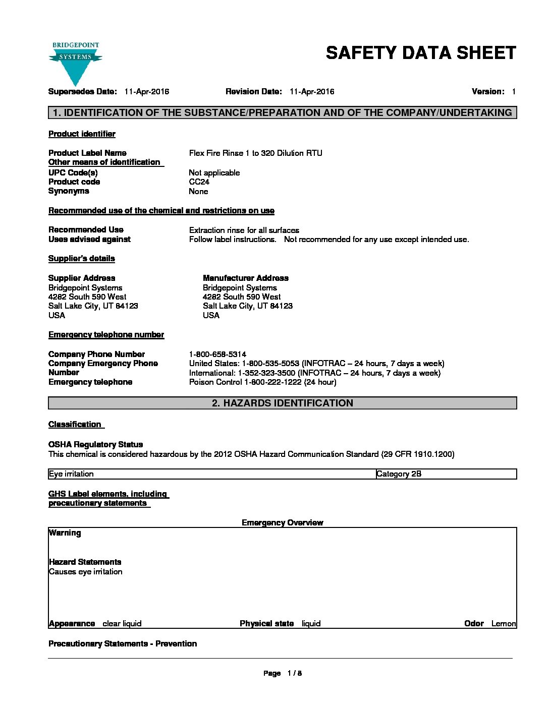 FLEX FIRE 6 # - BridgePoint CC225A 1627-4983 Fire & Ice